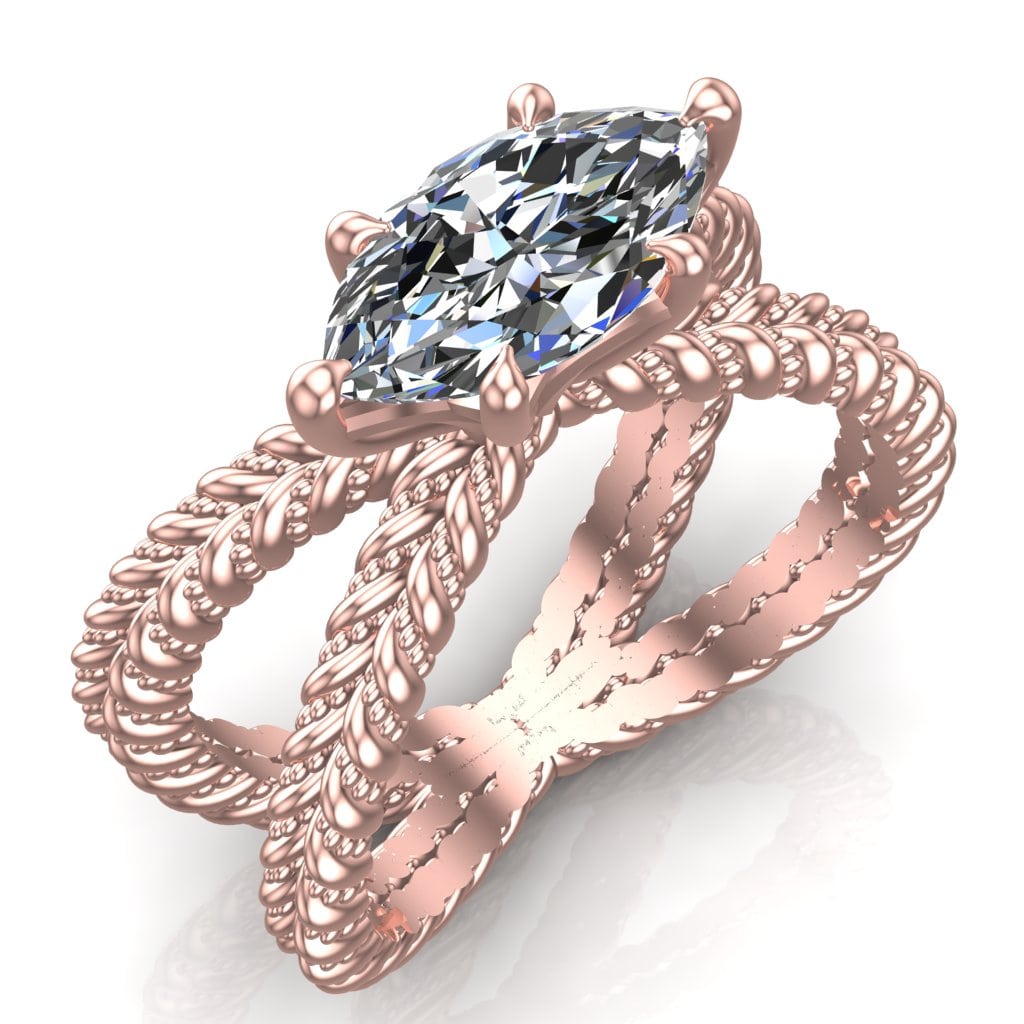 Marquise Bypass Lasso Engagement Ring