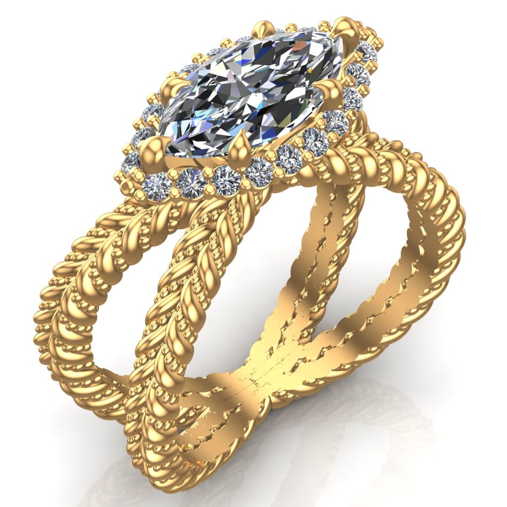 Marquise with Halo Lasso Engagement Ring